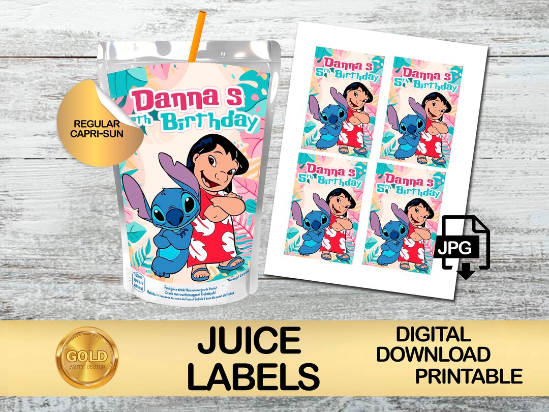 Lilo and Stitch Birthday Party Pack - DIGITAL DOWNLOAD - Juice Label ...