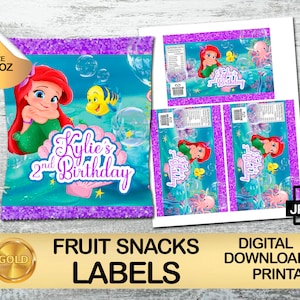 The Little Mermaid Fruit Snacks Labels - the Little Mermaid Birthday ...
