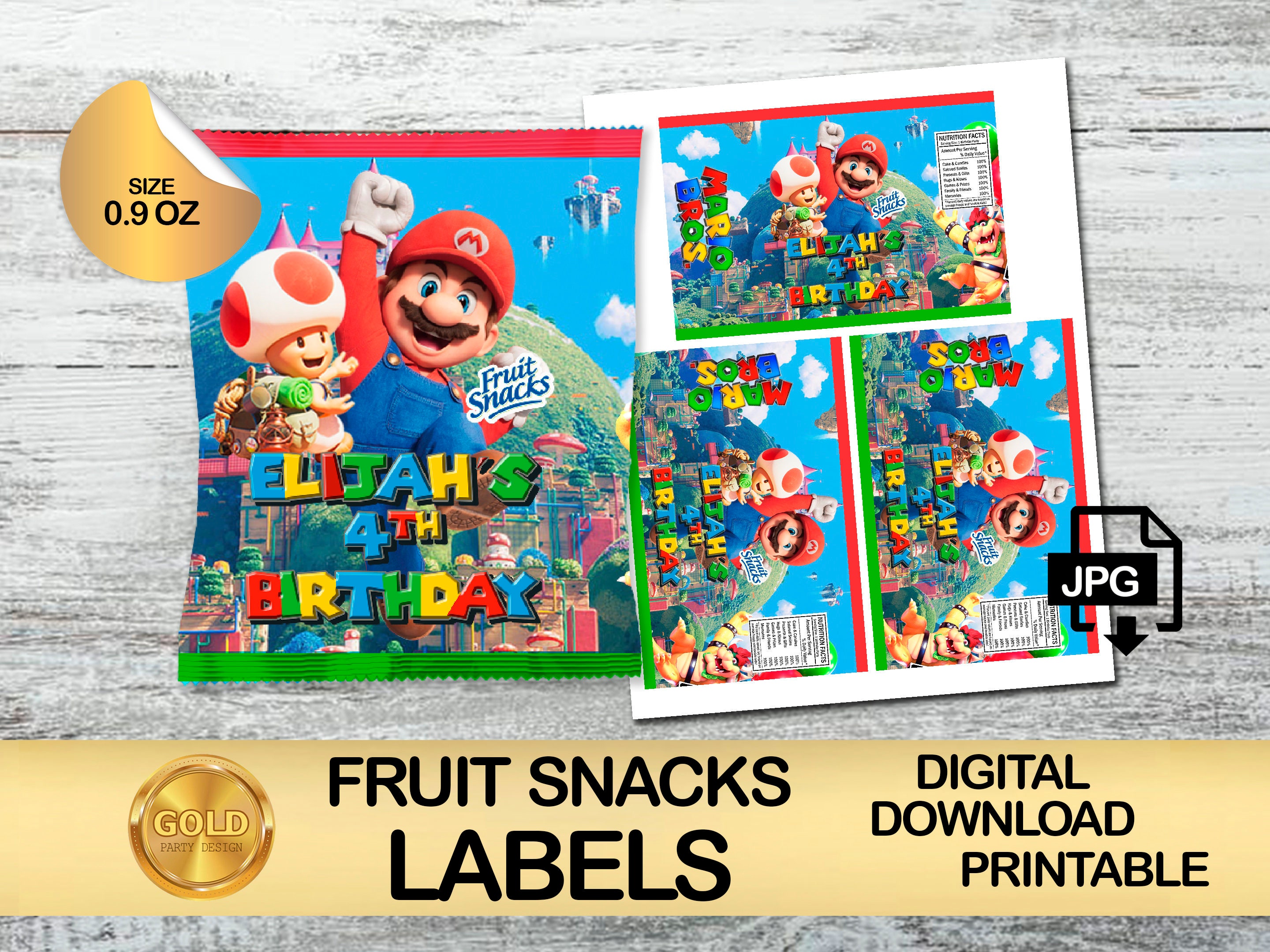 Mario Bros Fruit Snacks Mario Bros Birthday Party Only - Etsy