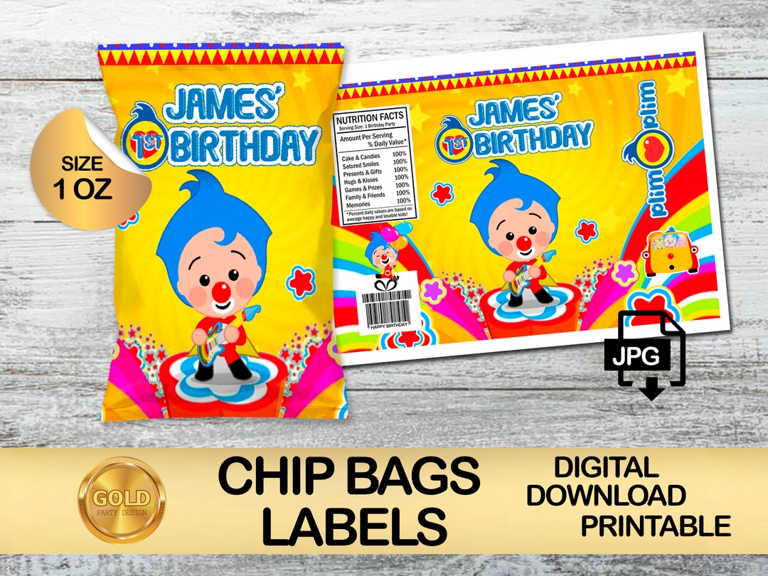 Label For Plim Plim Party Pack Chip Bag Label Digital Download Chip Bag