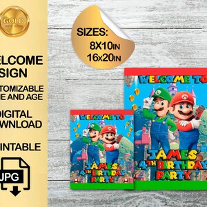 Mario Bros Welcome Sign, Welcome Poster, Printable Mario Bros Welcome ...