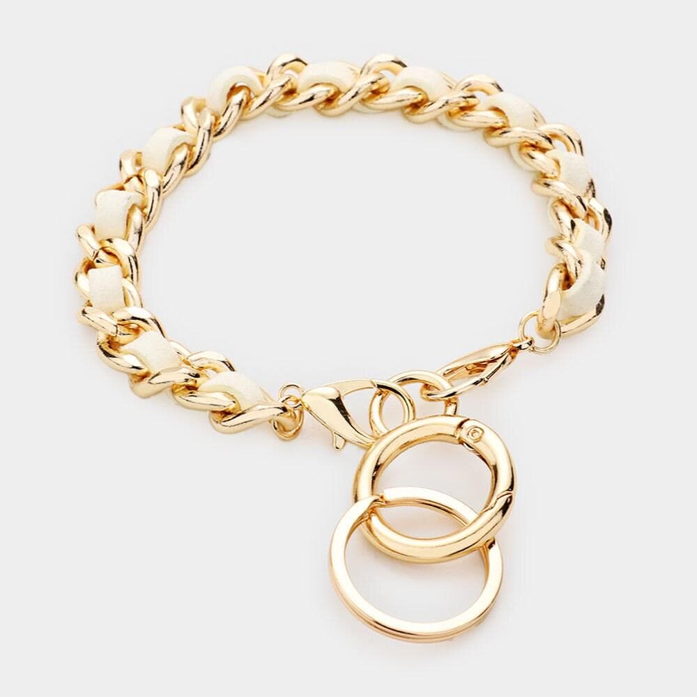 Suede Metal Chain Key Chain / Bracelet, Key Chain, Key Ring Bracelet ...