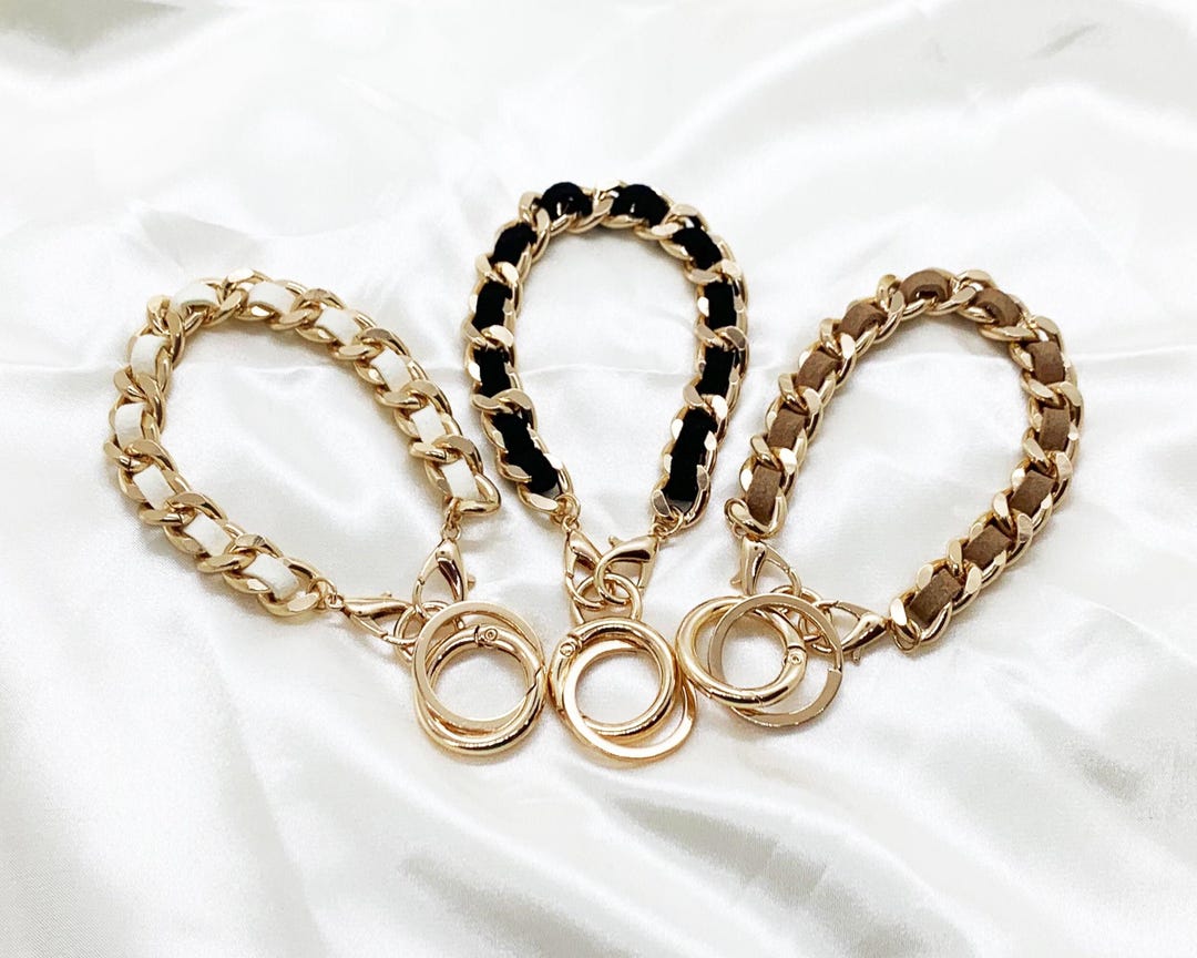 Suede Metal Chain Key Chain / Bracelet, Key Chain, Key Ring Bracelet ...