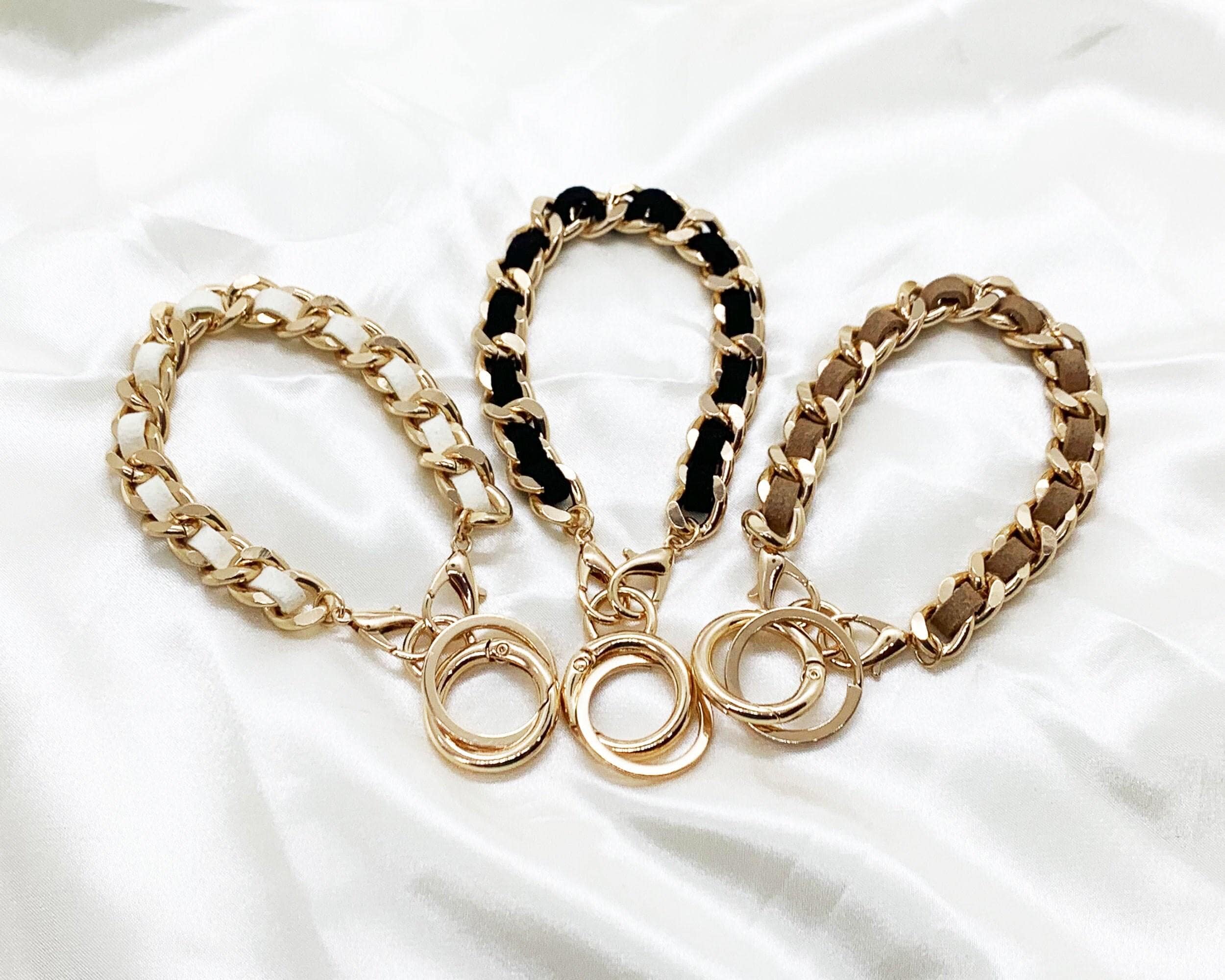 Suede Metal Chain Key Chain / Bracelet, Key Chain, Key Ring Bracelet ...