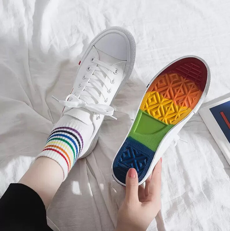 Rainbow Gay Pride Shoes LGBTQA Pride Sneakers Women Low - Etsy