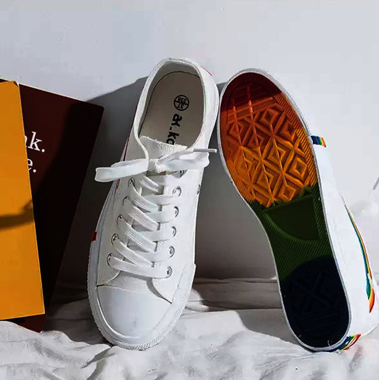Rainbow Gay Pride Shoes LGBTQA Pride Sneakers Women Low - Etsy
