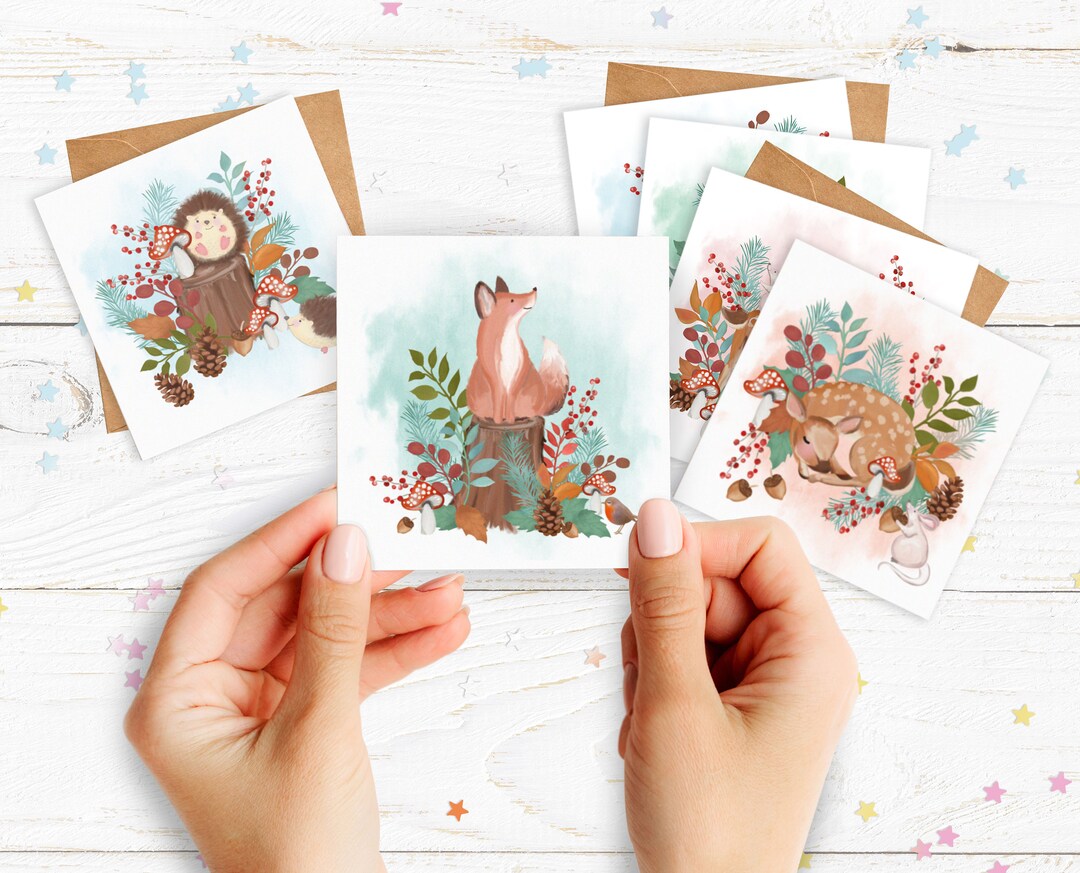 Woodland Animals Cards. Pack of Cards. 6 Cute Woodland Animal - Etsy