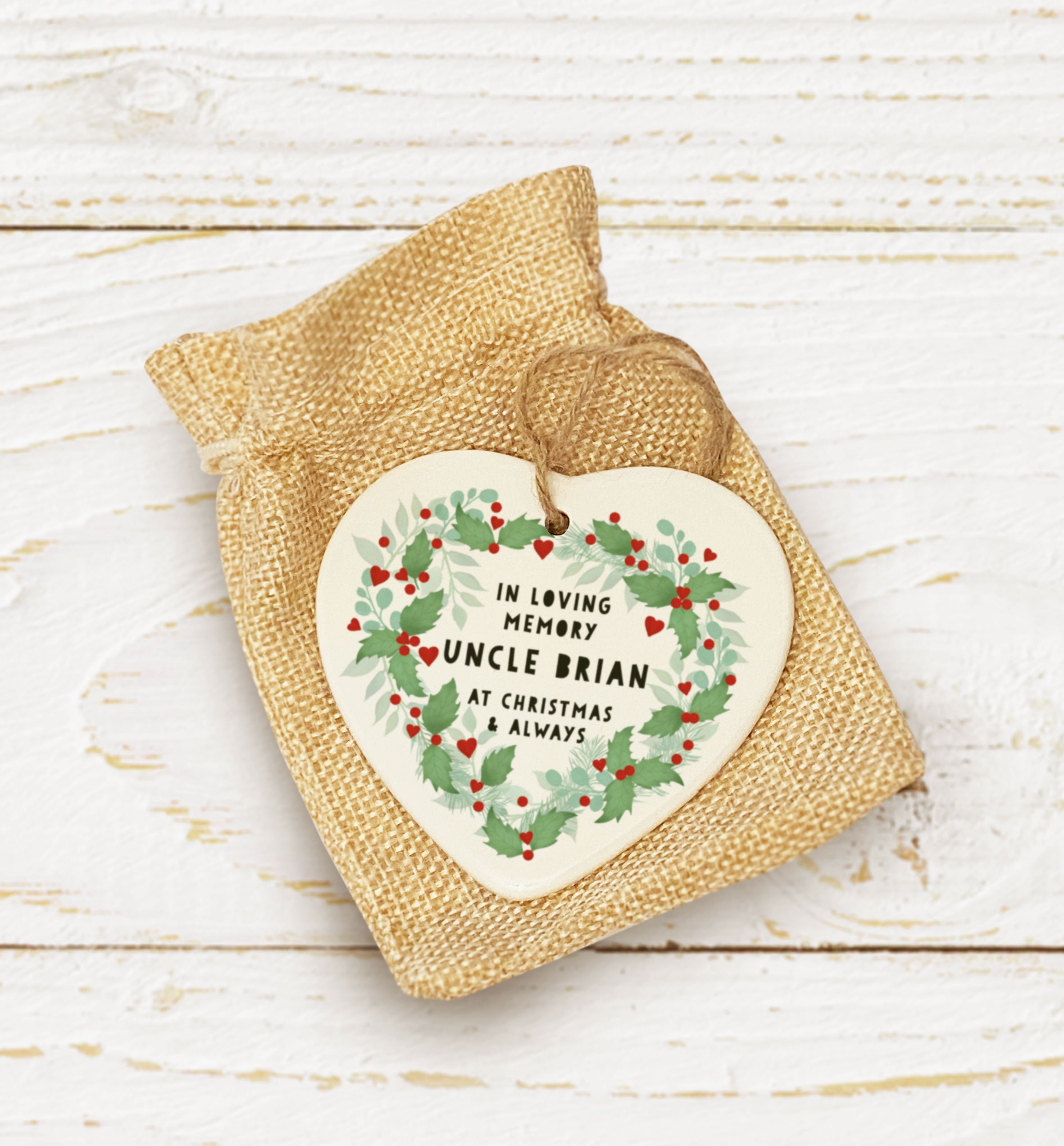 In Loving Memory At Christmas & Always Heart Decoration. Remembrance ...