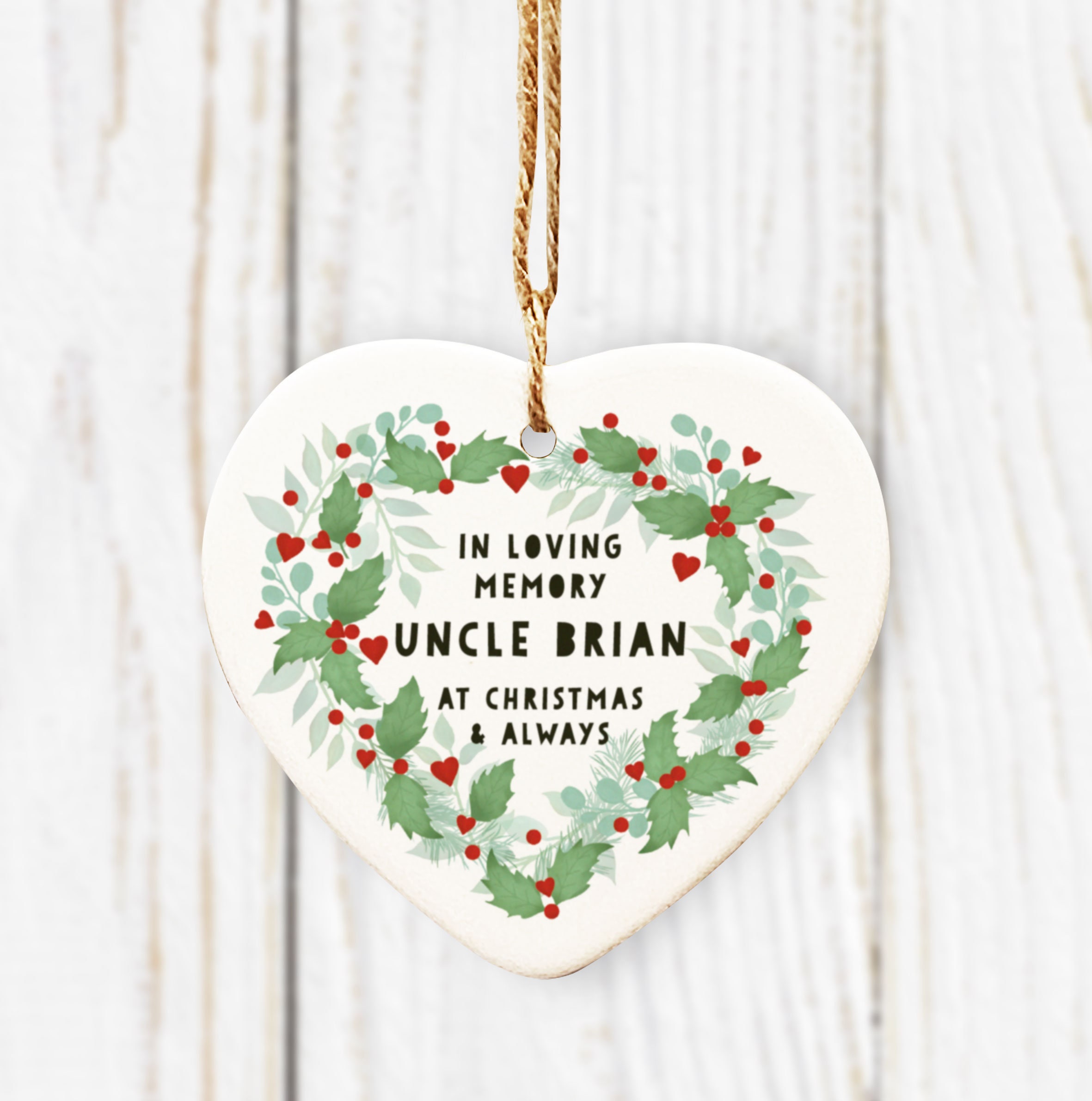 In Loving Memory At Christmas & Always Heart Decoration. Remembrance ...
