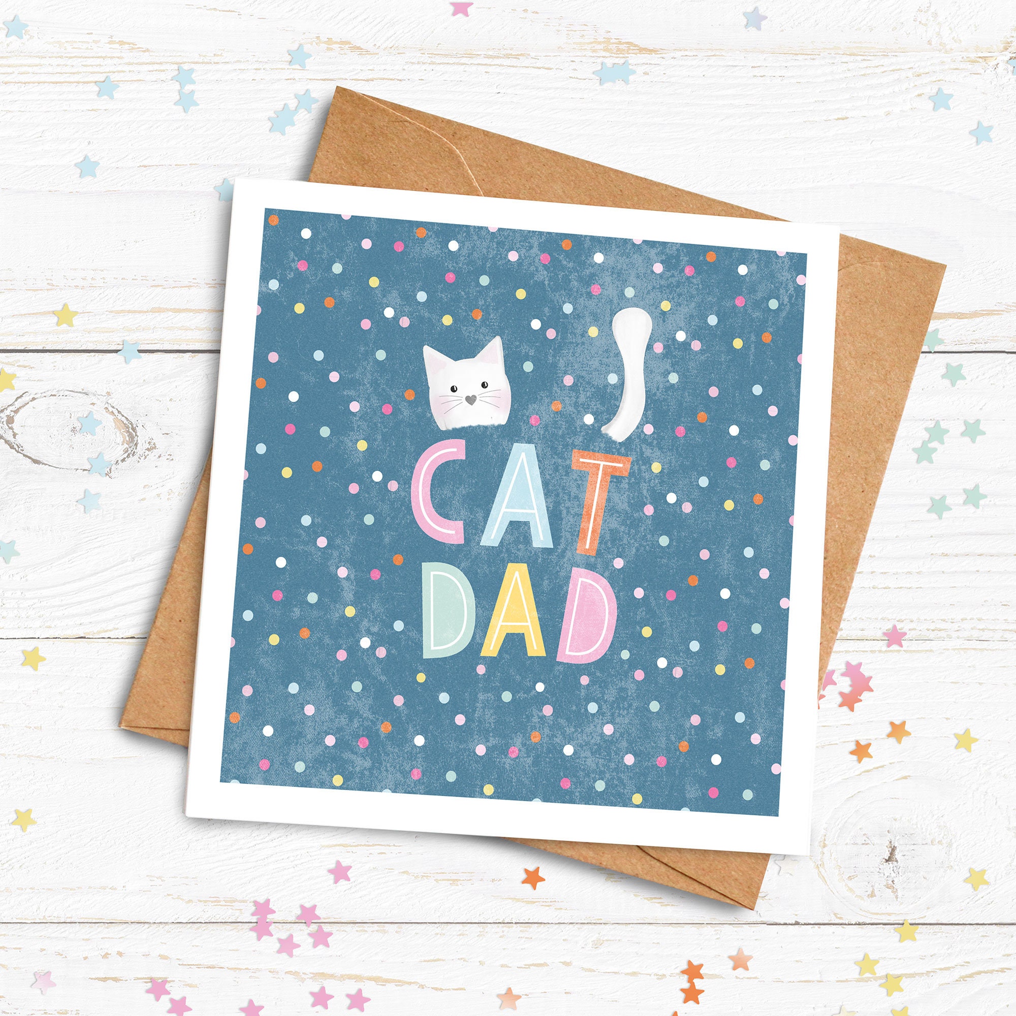Cat Dad Card. Cute Cat Card. Cat Father's Day Cards. Fur | Etsy