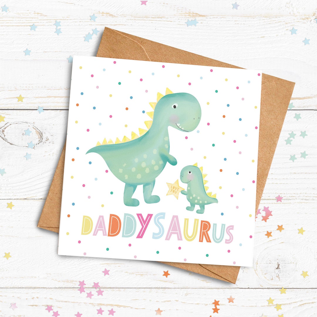 Daddysaurus Card. Cute Dinosaur Card. Cute Father's Day - Etsy