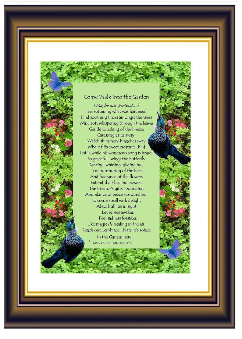 A Garden Photo Images Poem With N.Z. Tui Birds ...the Creator's Gifts ...