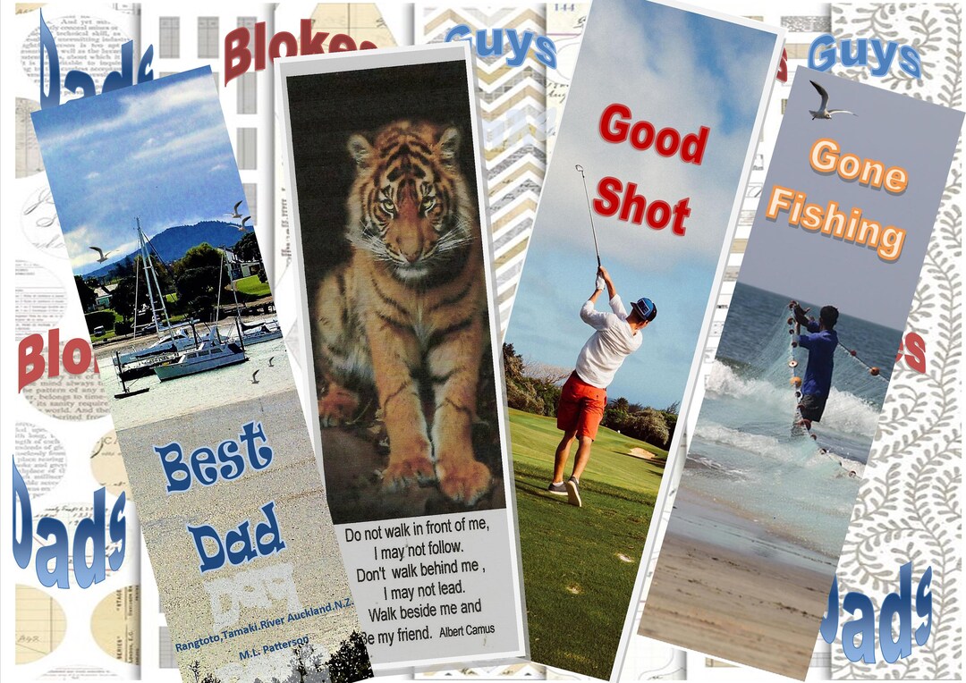 Father's Day Bookmarks, Fishing, Golf, Tiger, Dads (digital Print Only ...