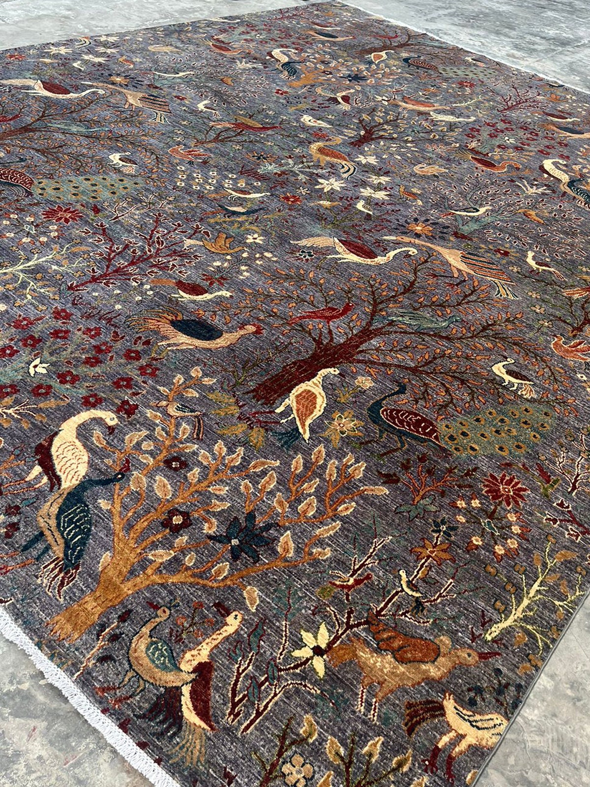 12x15 Turkish Silk Pictorial Rug, Tree of Life Larger Hunting Rug ...