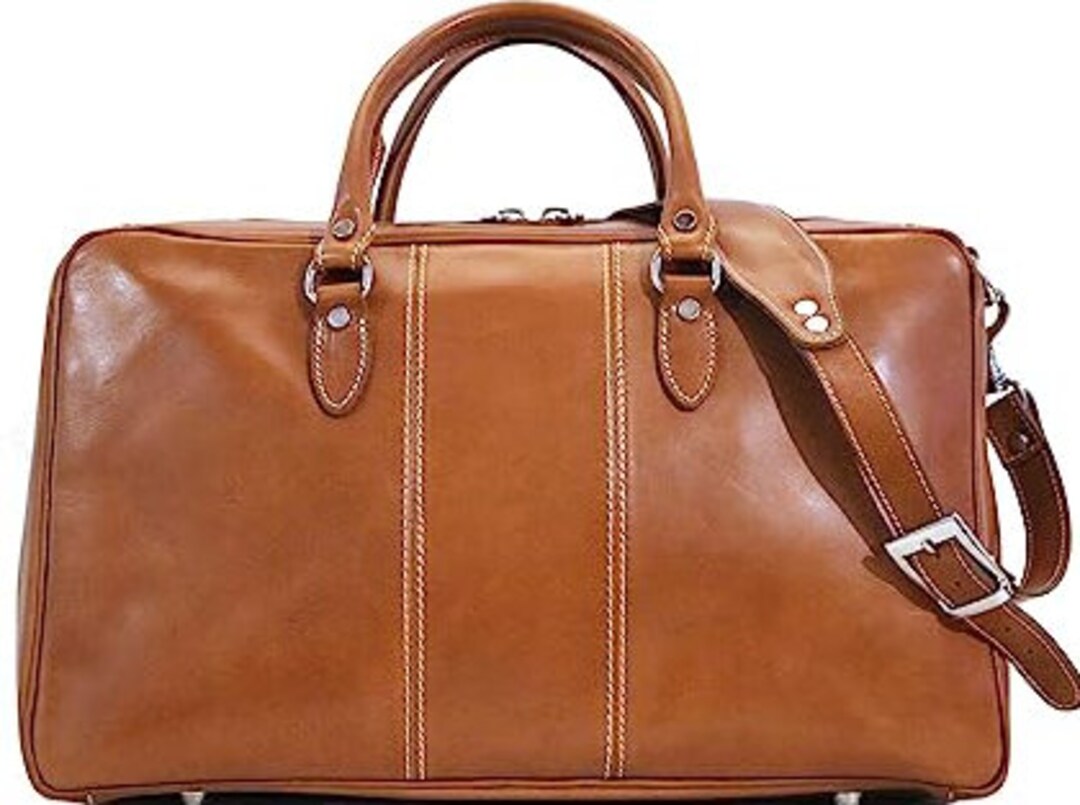 Handmade Leather Duffle Bag With Shoe Compartment Personalized Large