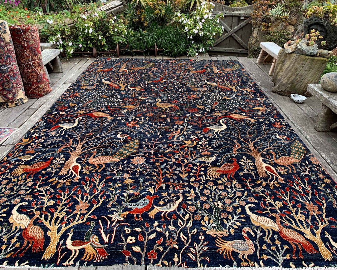 Turkish Oriental Rug 9x12 Ft Antique Hall Rug Silk Wool - Etsy