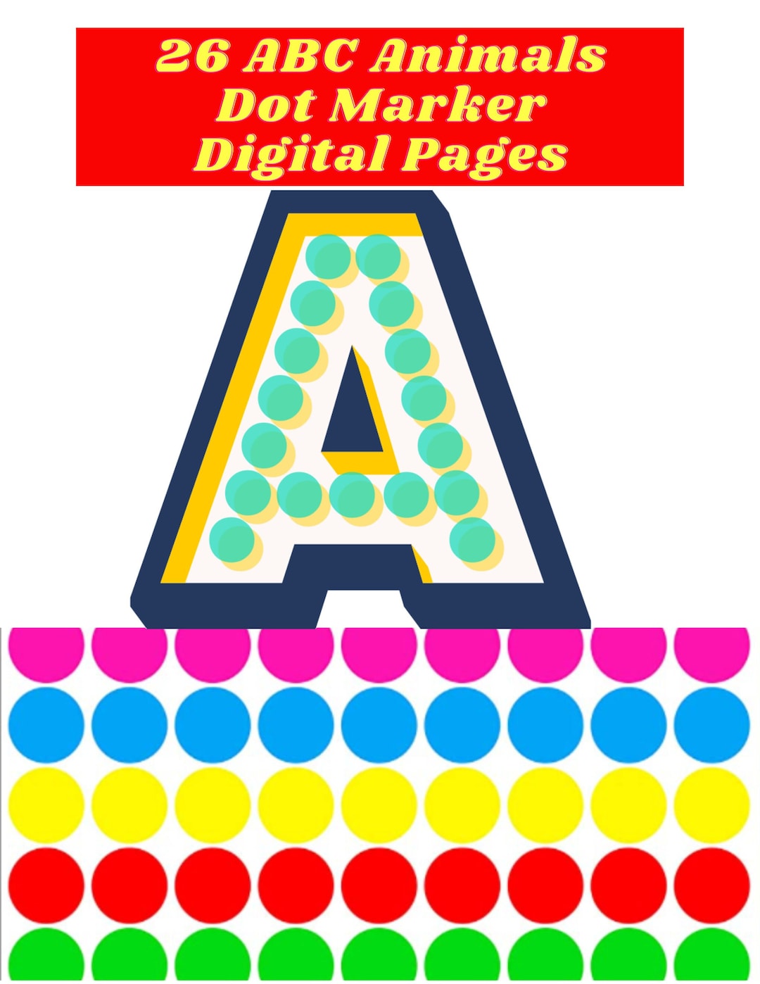 26 Children's Dot Marker ABC Animals Coloring Pages - Etsy