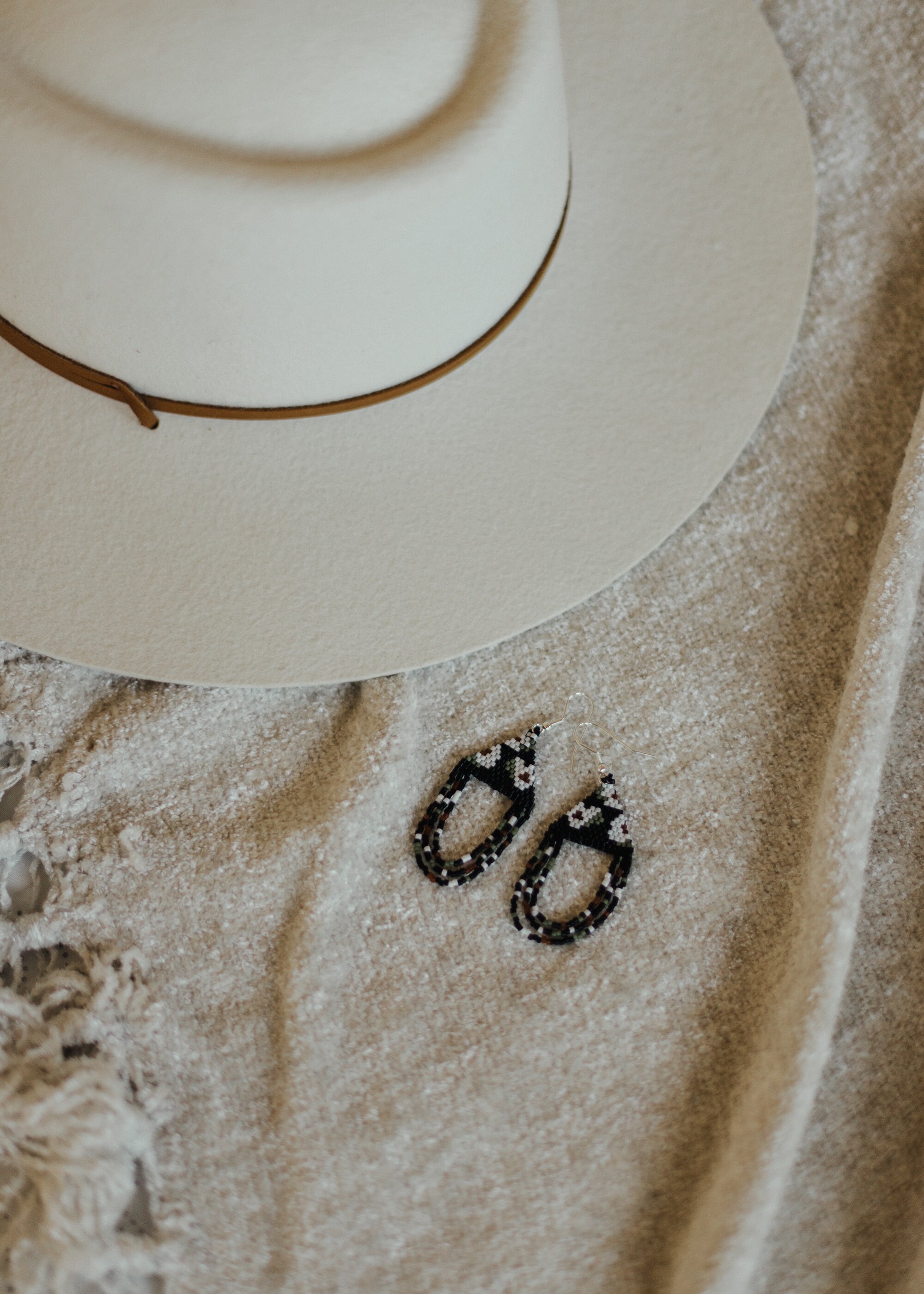 Marilu / Black Vintage Floral Seed Beaded Earrings / Native Seed Bead ...