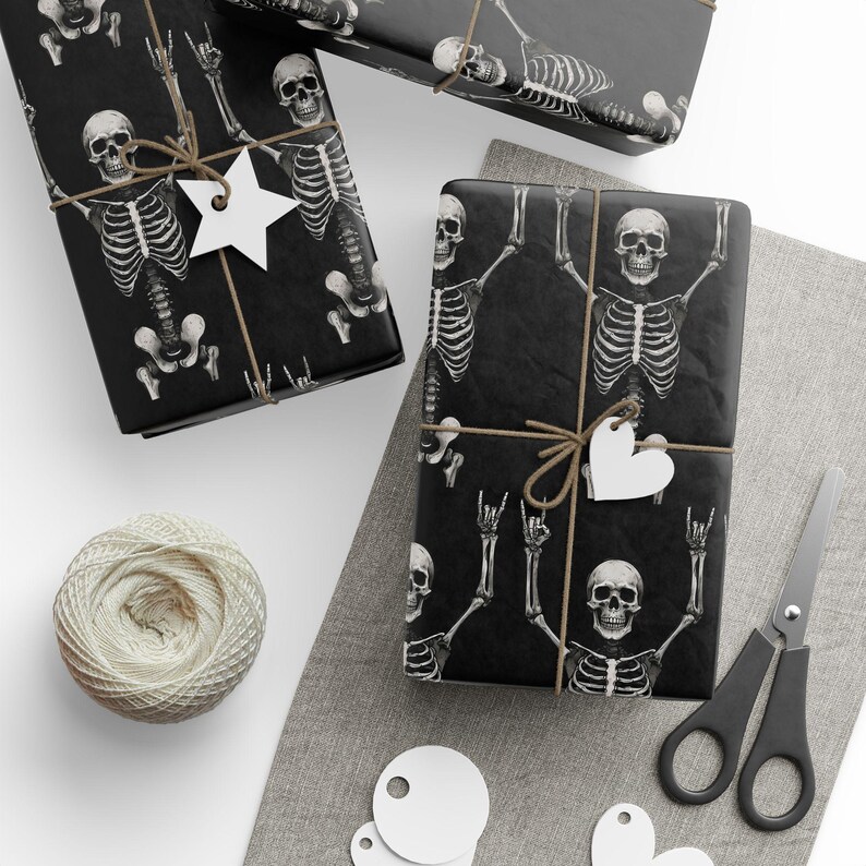 Spooky Skeleton Wrapping Paper | Halloween Gift Wrap, Unique Party ...