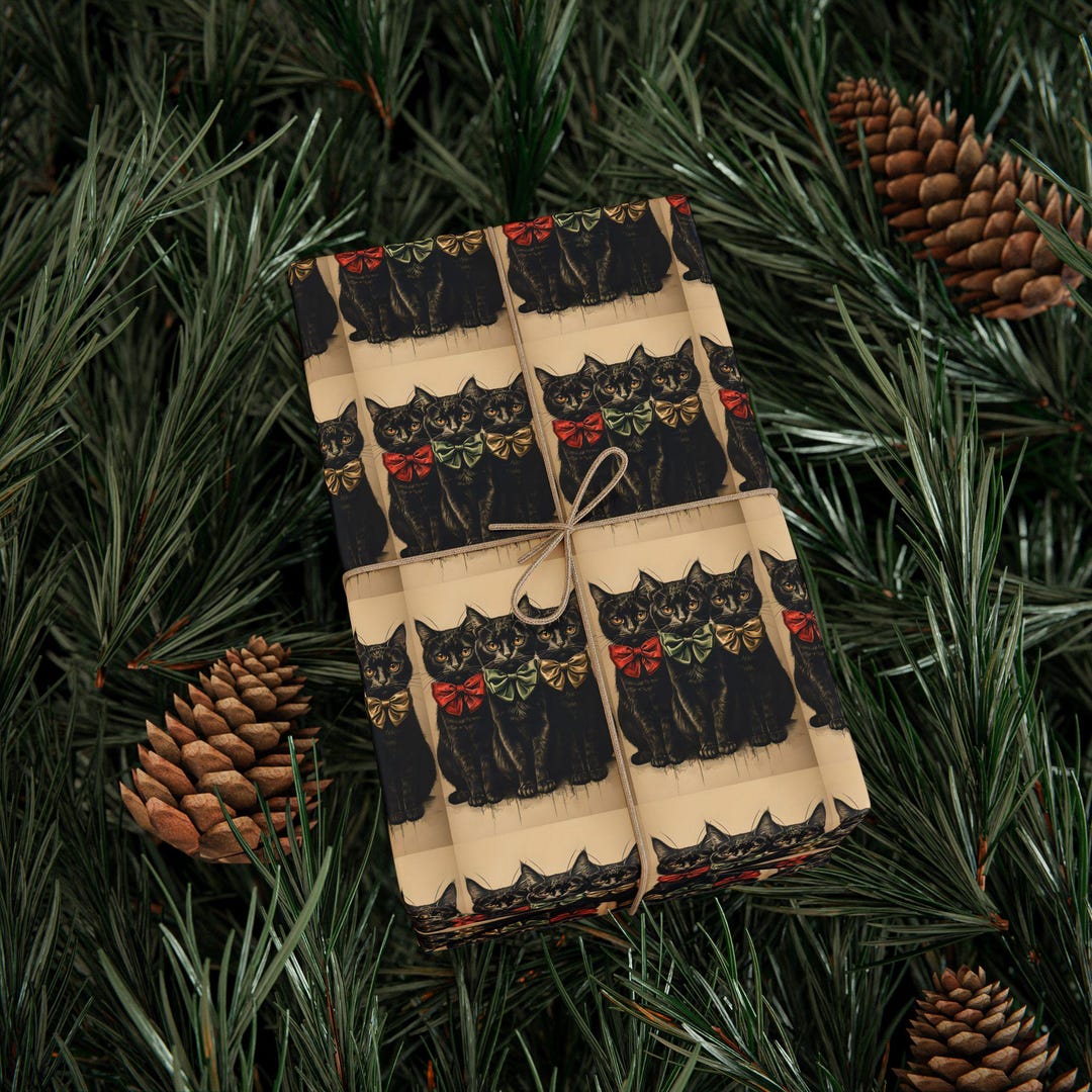 Vintage Cat Holiday Wrapping Papers, Stylish Gift Wrap for Christmas ...