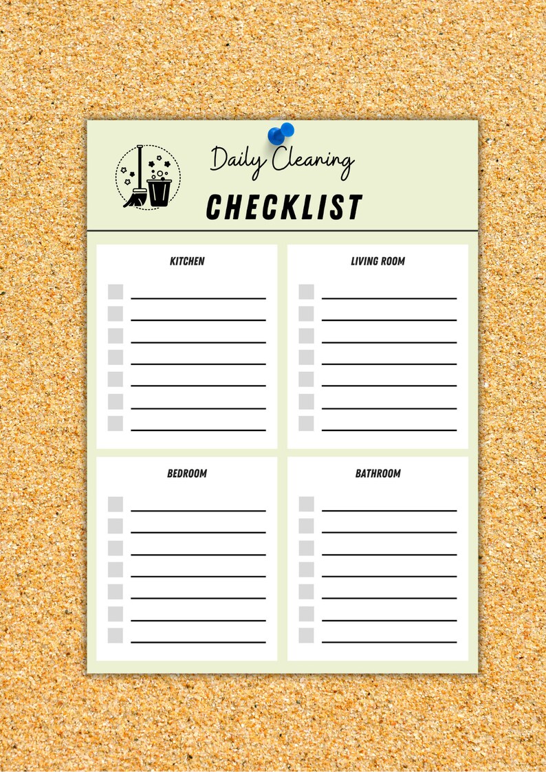 Printable Daily Cleaning Checklist - Etsy