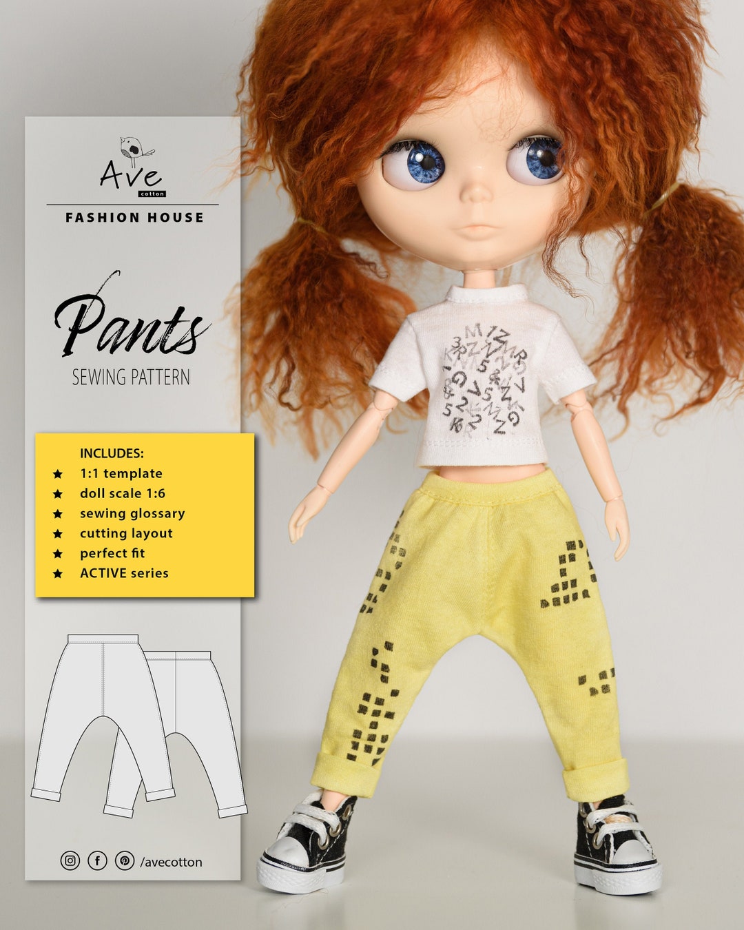 BLYTHE DOLL PANTS Sewing Pattern. Blythe Doll Clothes Digital Download ...