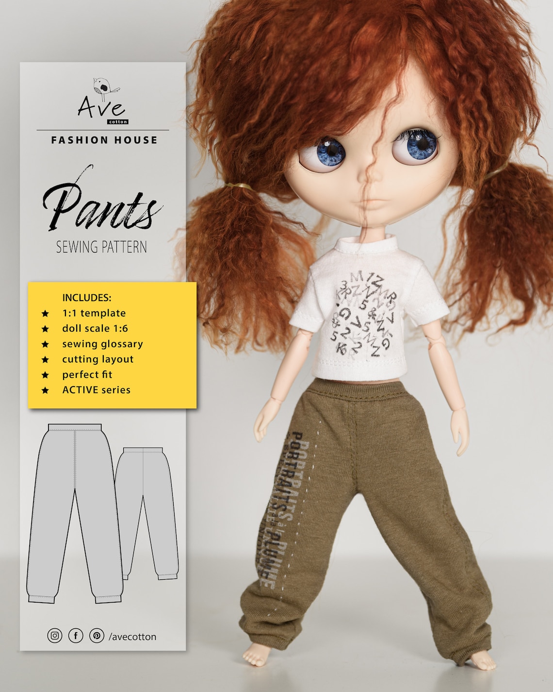 BLYTHE DOLL PANTS Sewing Pattern. Blythe Doll Clothes Digital Download ...