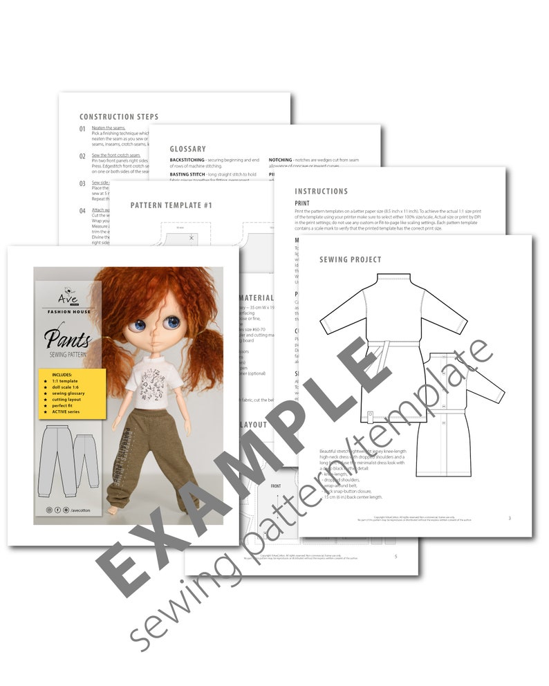 BLYTHE DOLL PANTS Sewing Pattern. Blythe Doll Clothes Digital Download ...