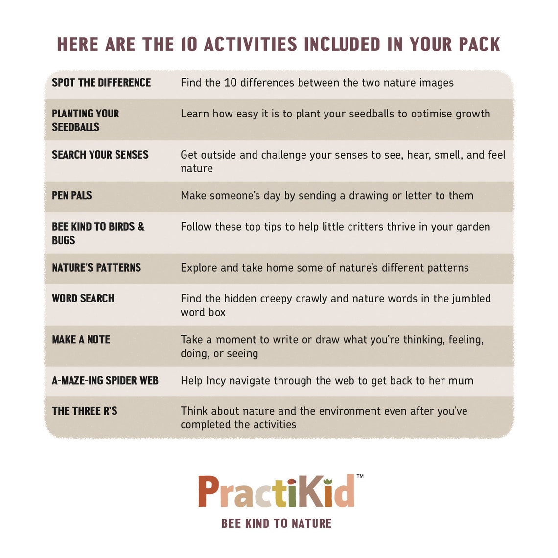 Kids Eco-friendly Nature Activity Pack With Year-round Seed - Etsy