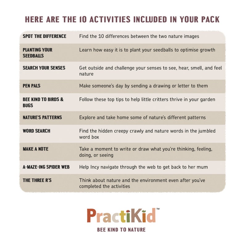 Kids Eco-friendly Nature Activity Pack With Year-round Seed - Etsy