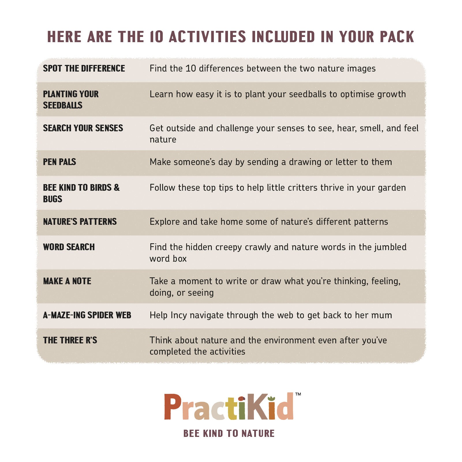 Kids Eco-friendly Nature Activity Pack With Year-round Seed | Etsy