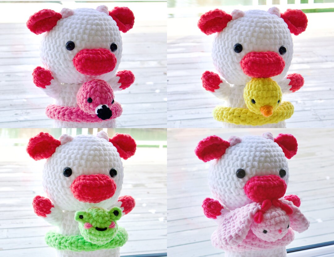 Crochet Floatie Pattern, 4-in-1 Floaties Bundle, Frog Duck Flamingo ...