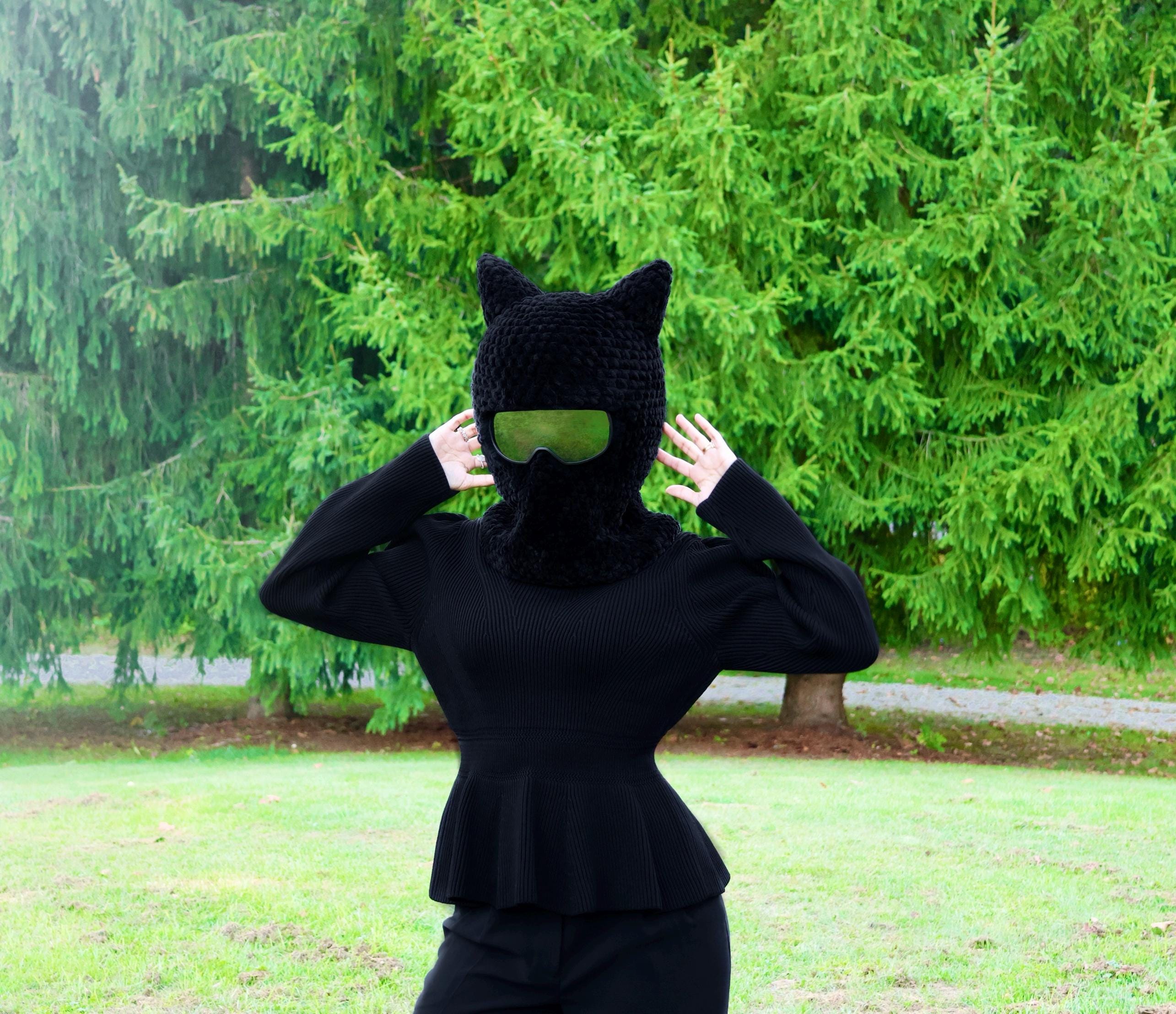 Crochet Pattern Cat Ski Mask Helmet Cover (S/M) Tutorial in English ...
