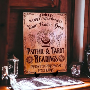 Custom Fortune Teller Sign Personalized Hard Wood Tarot Reading Sign ...