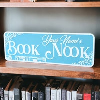 Personalized Book Nook Sign: Custom Maple Wood Library Decor - Etsy