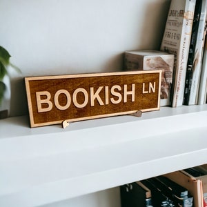 Library Street Sign Bookshelf Sign Personalized Laser Engraved Bookish ...