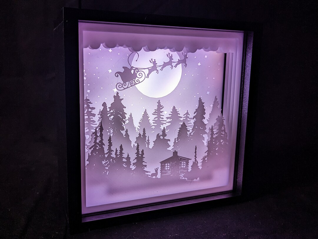 Santa's Christmas Sleigh Ride 12 3D LED Shadow Box - Etsy