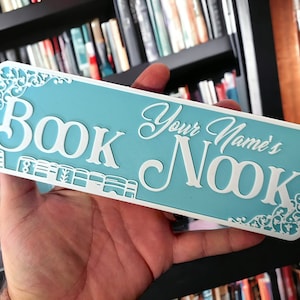 Book Nook Personalized Library Sign Bookshelf Shelf Sitter 3D Printed ...