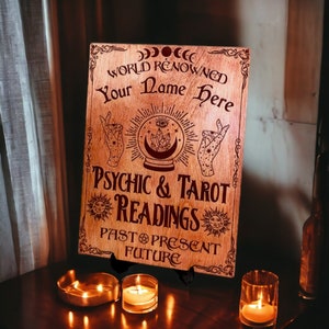 Custom Fortune Teller Sign Personalized Hard Wood Tarot Reading Sign ...