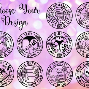 Book Club Library Signs Various Trope Designs for Bookshelf Decor or ...