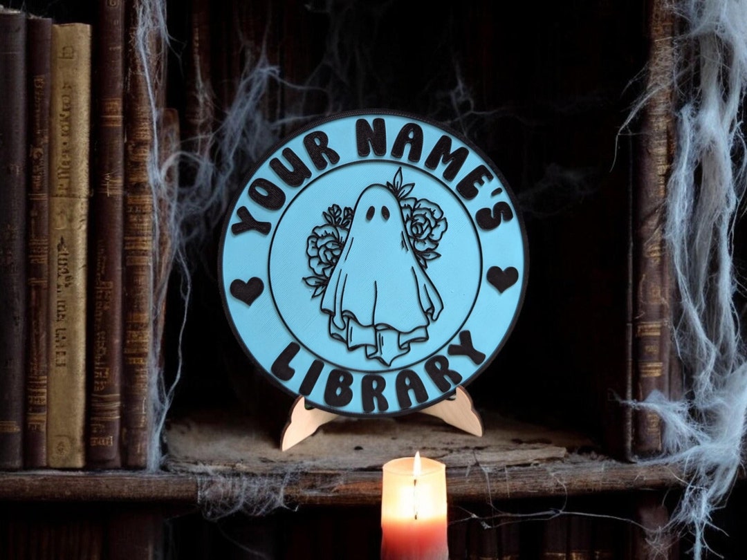 Custom Name Bookshelf Sign Personalized Halloween Book Nook Decor for ...