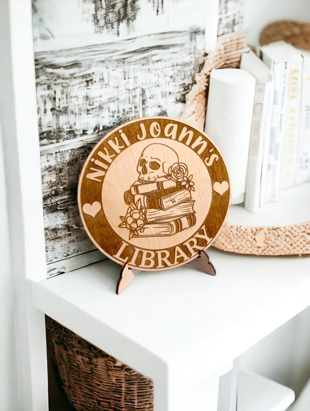 Name Library Sign Bookshelf Sign Personalized Laser Engraved Bookish ...