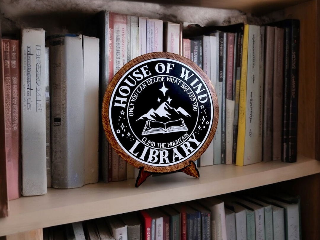 House of Wind Library Acotar Bookshelf Sign Wooden Shelf Sitter With ...