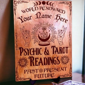 Custom Fortune Teller Sign Personalized Hard Wood Tarot Reading Sign ...
