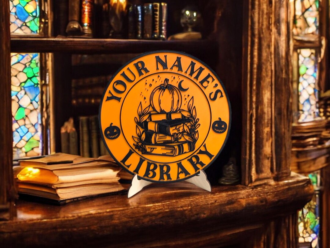 Name Library Sign Personalized Book Nook Decor Spooky Series for ...