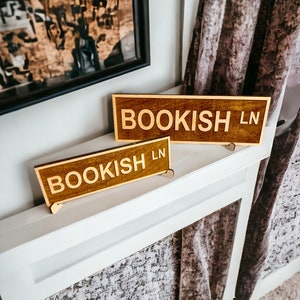Library Street Sign Bookshelf Sign Personalized Laser Engraved Bookish ...