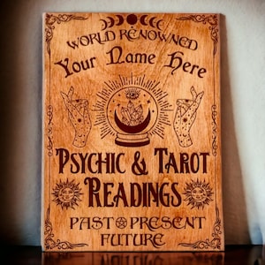 Custom Fortune Teller Sign Personalized Hard Wood Tarot Reading Sign ...