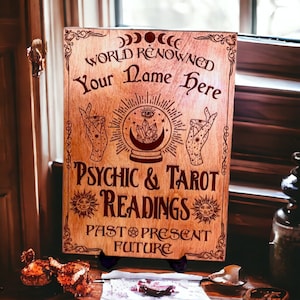 Custom Fortune Teller Sign Personalized Hard Wood Tarot Reading Sign ...