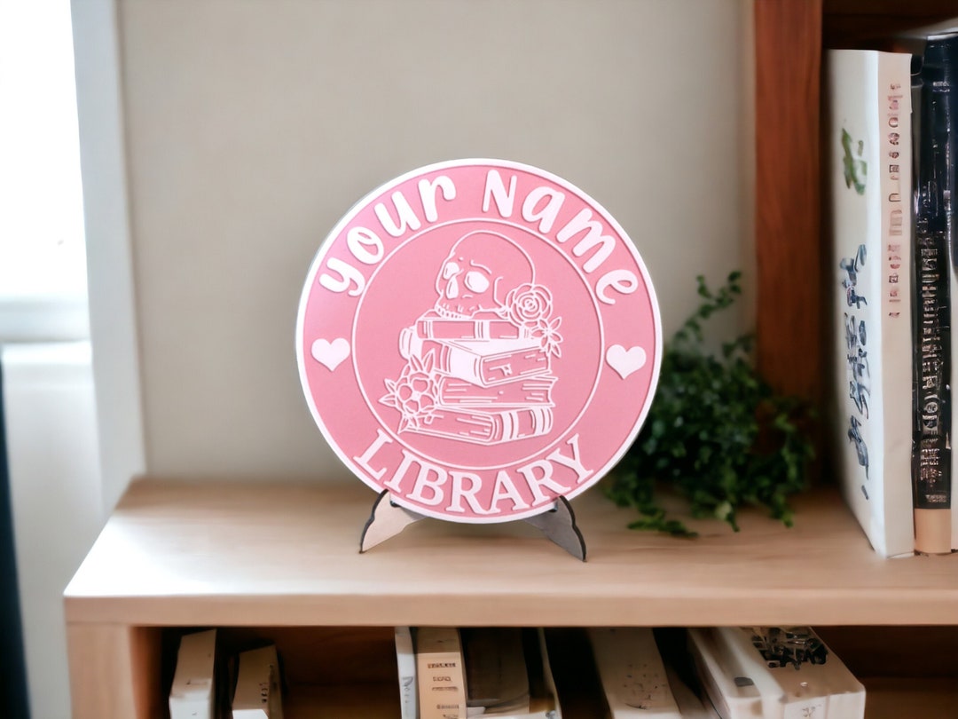 Personalized Library Sign Custom Book Decor Color 3D Printed Bookish ...