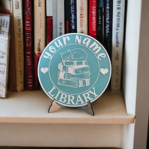 Personalized Library Sign Custom Book Decor Color 3D Printed Bookish ...